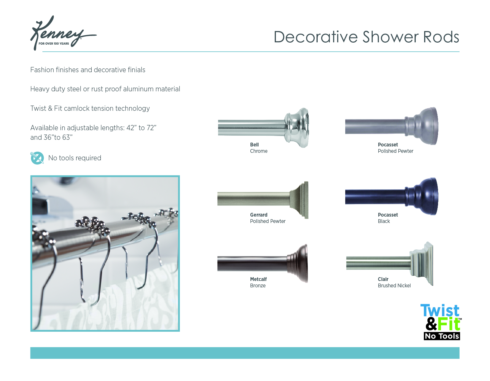 Decorative Tension Shower Rods